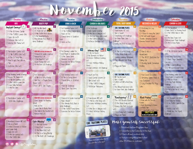 Your November Workout Calendar! - Blogilates