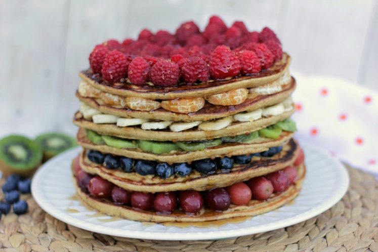 EPIC Rainbow Pancake Cake! - Blogilates