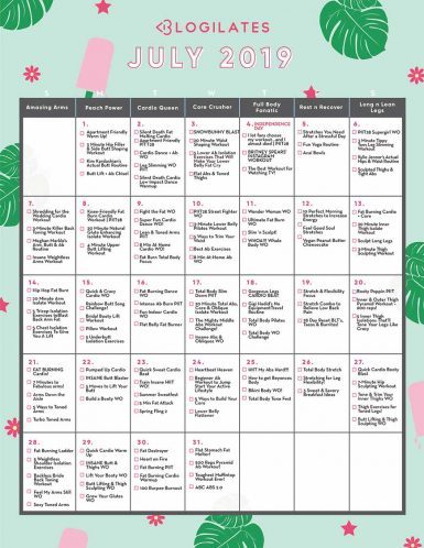Your July Workout Calendar! - Blogilates