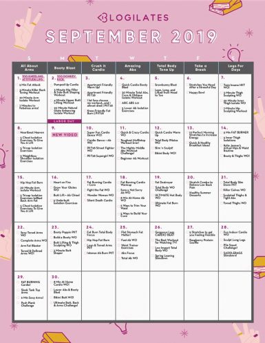 Your September Workout Calendar! | Day 16 of 90 - Blogilates