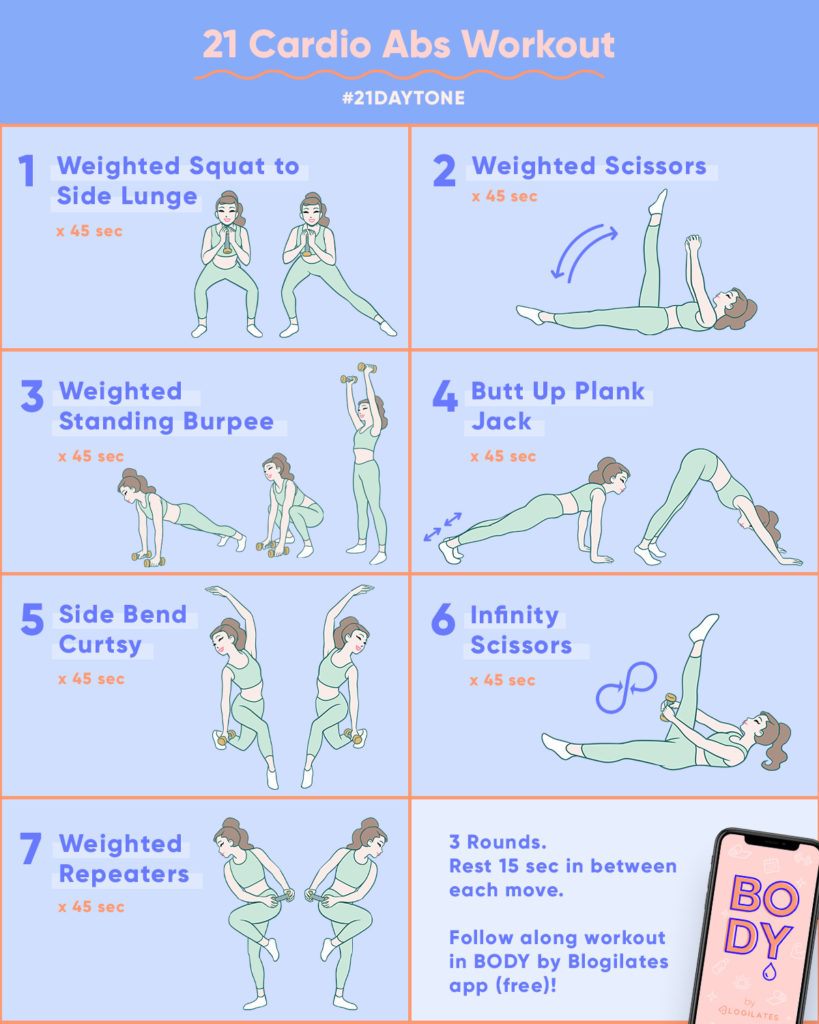 21 Minute Cardio Abs Workout | 21 Day Tone - Blogilates