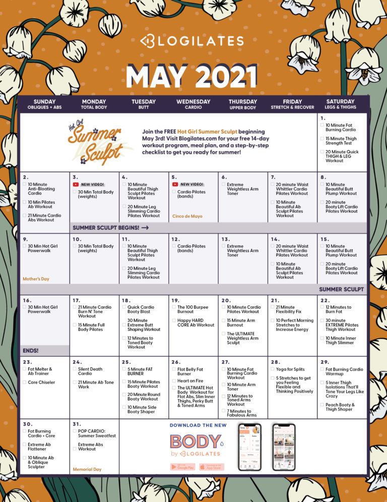 The Blogilates May 2021 Workout Calendar! - Blogilates