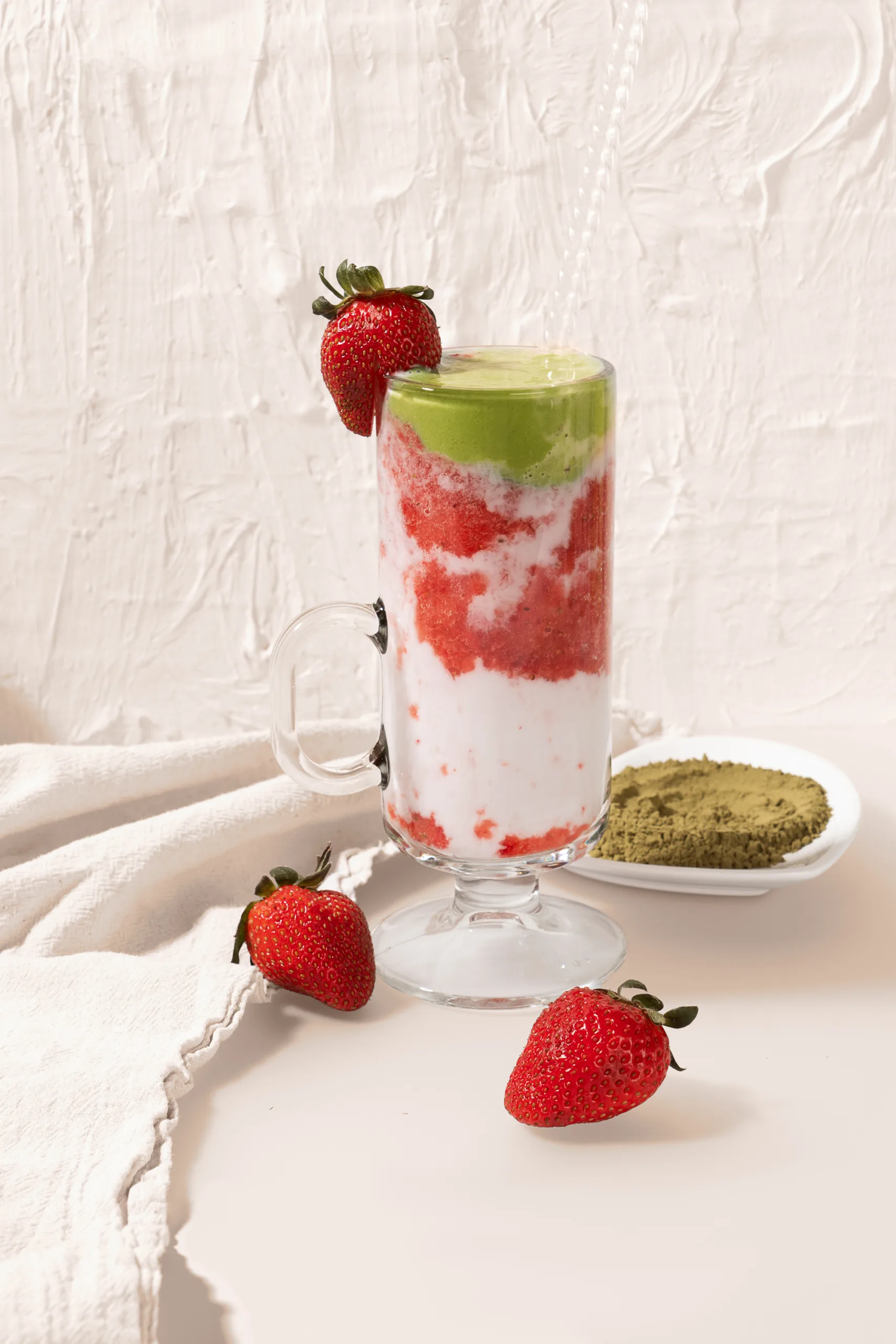 Strawberry Matcha Iced Layered Latte - Blogilates